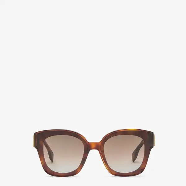 Fendi First Square Havana Acetate Eyeglasses - Brown