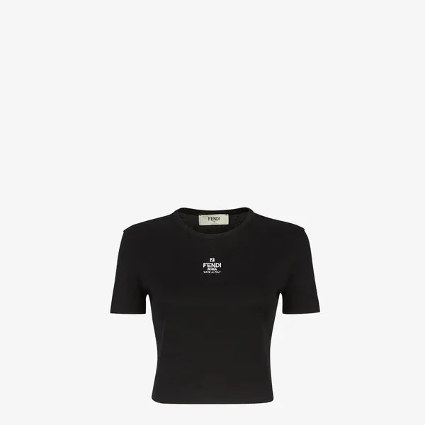 Fendi Ribbed Cotton Jersey Top - Black