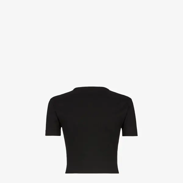 Fendi Ribbed Cotton Jersey Top - Black
