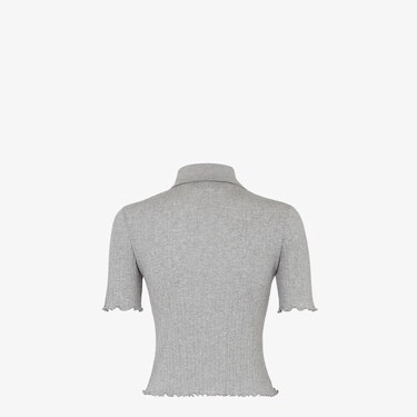 Fendi Cropped Rib Knit Polo Shirt