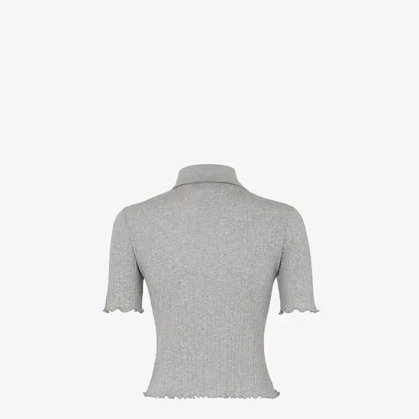 Fendi Cropped Rib Knit Polo Shirt