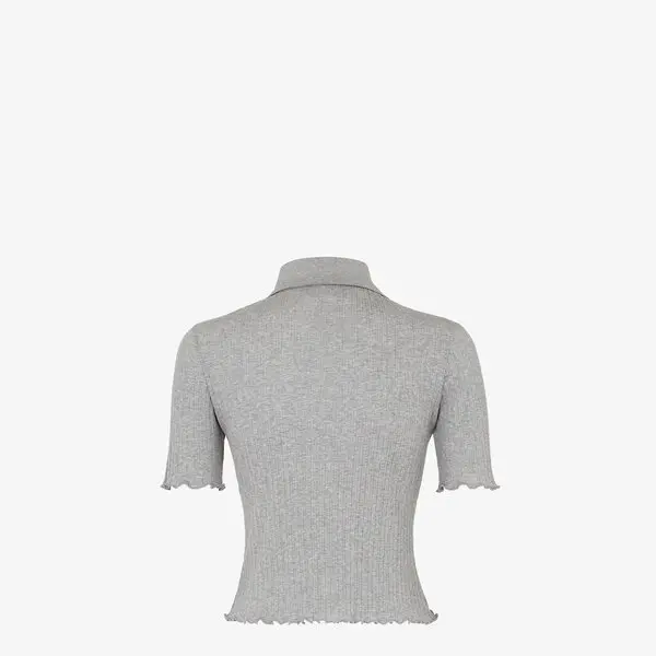 Fendi Cropped Rib Knit Polo Shirt
