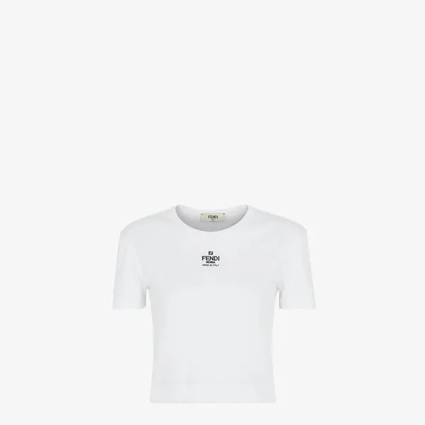 Fendi Cropped Rib-knit Top - White