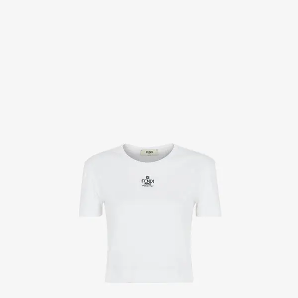 Fendi Cropped Rib-knit Top - White