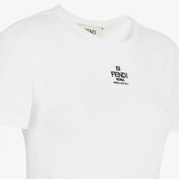Fendi Cropped Rib-knit Top - White