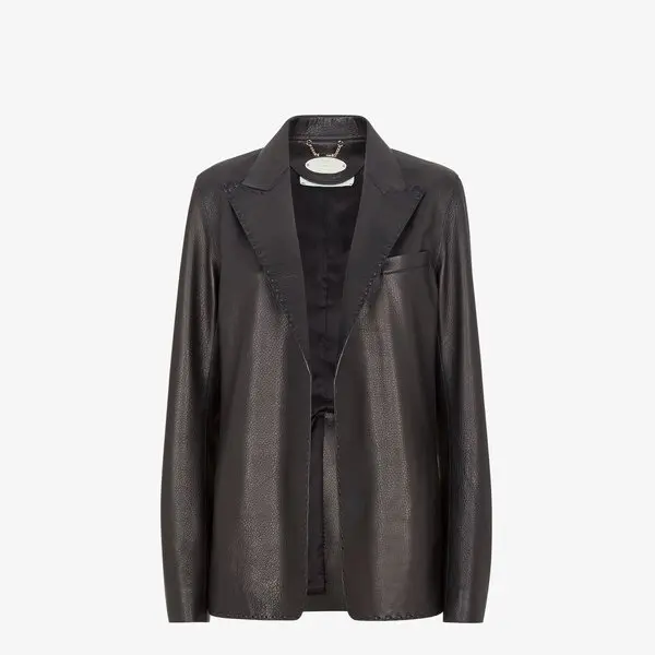Fendi Hammered Leather Jacket - Black
