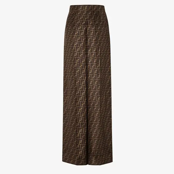 Fendi Wide-leg Ff Motif Trousers - Brown