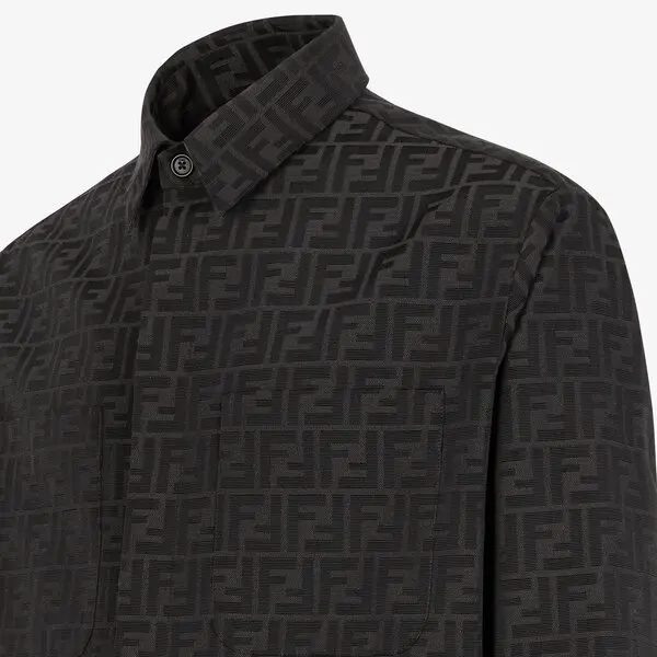 Fendi Jacquard Ff Motif Canvas Blouson - Black