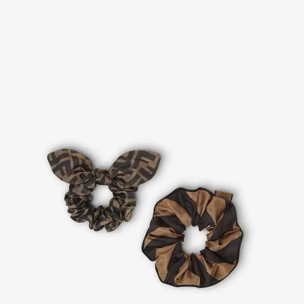 Fendi Silk Hair Ties - Brown