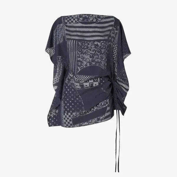 Fendi Asymmetrical Patchwork Motif Top - Blue