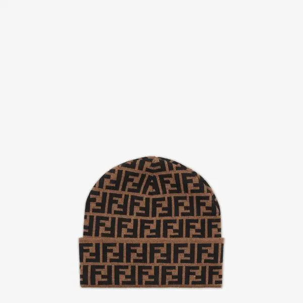 Fendi Ff Motif Wool Knit Beanie - Multicolour
