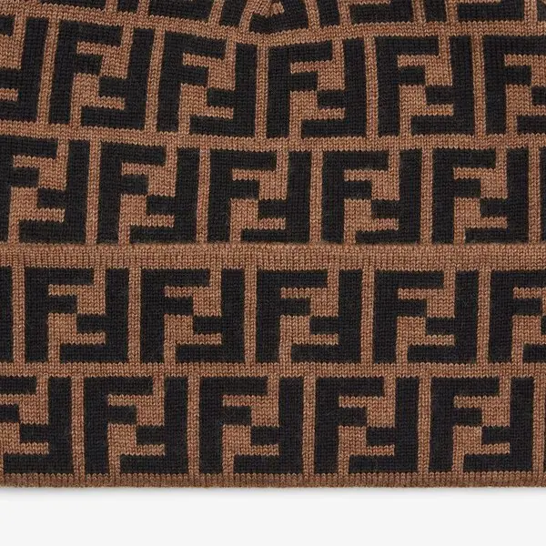 Fendi Ff Motif Wool Knit Beanie