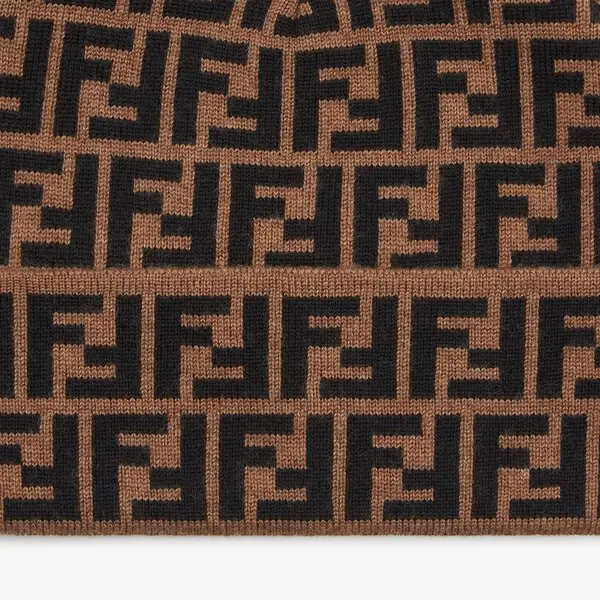Fendi Ff Motif Wool Knit Beanie