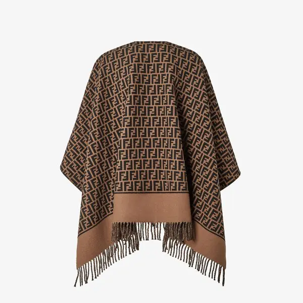 Fendi Ff Motif Wool And Cashmere Poncho