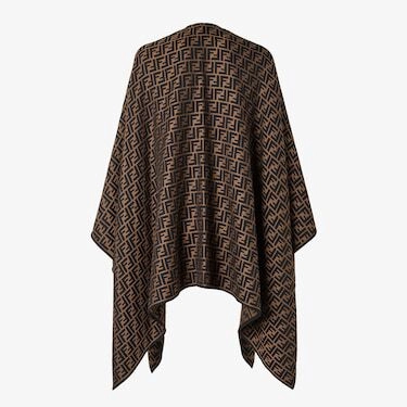 Fendi Wool And Silk Blend Poncho - Brown