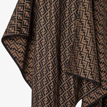 Fendi Wool And Silk Blend Poncho - Brown