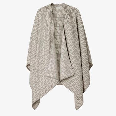Fendi Wool And Silk Blend Poncho - Beige