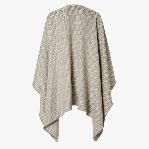 Fendi Wool And Silk Blend Poncho - Beige