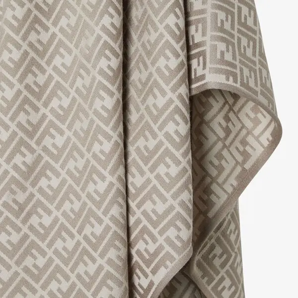 Fendi Wool And Silk Blend Poncho - Beige