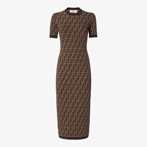 Fendi Fitted Midi Dress - Brown
