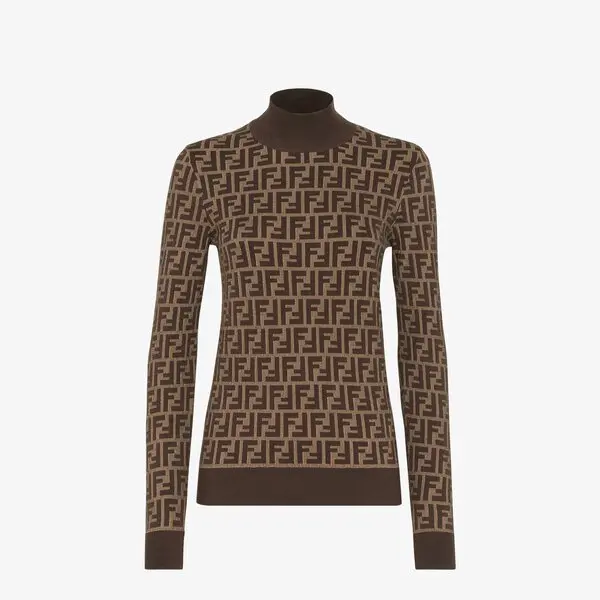 Fendi Jacquard Cotton Knit Jumper - Brown