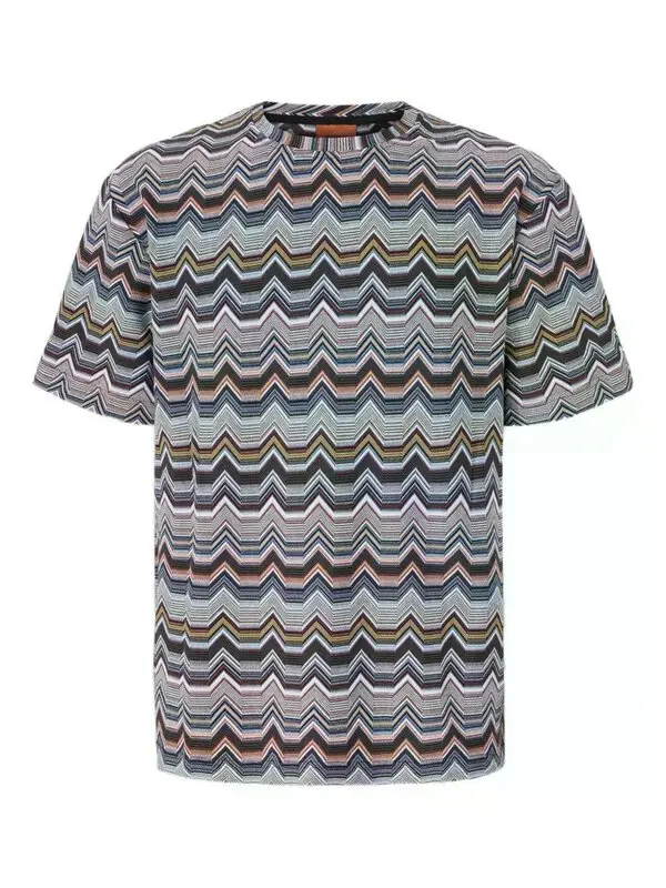 Missoni Geometric-zigzag Pattern Short-sleeved T-shirt - Grey