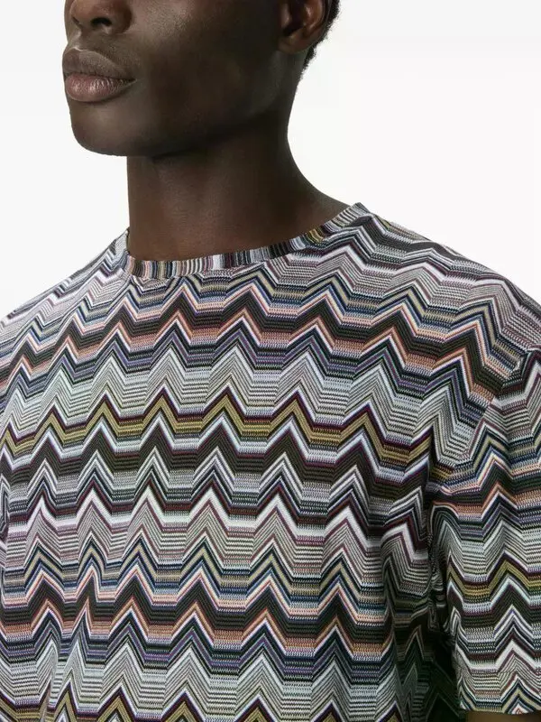 Missoni Geometric-zigzag Pattern Short-sleeved T-shirt - Grey