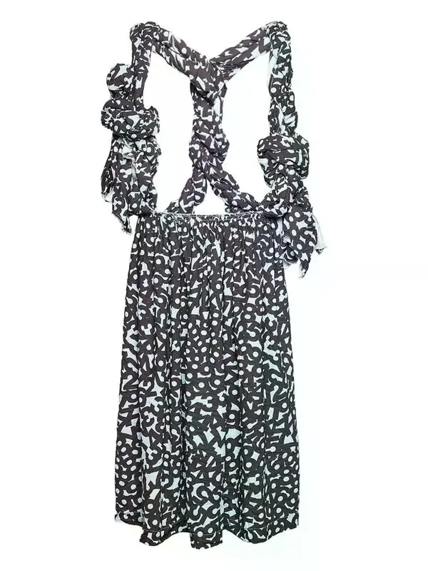 Comme Des Garçons Printed Midi Pinafore Dress - Black