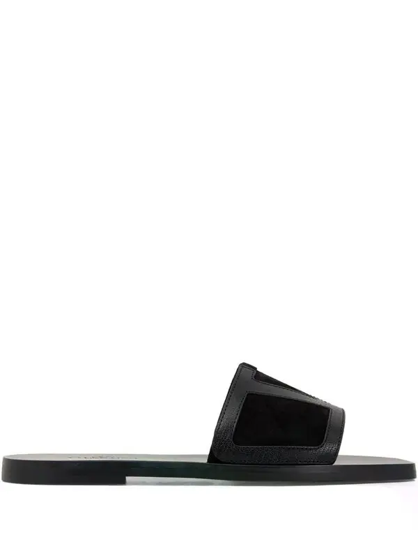 Valentino Garavani Viva Superstar Leather Flat Sandals - Black