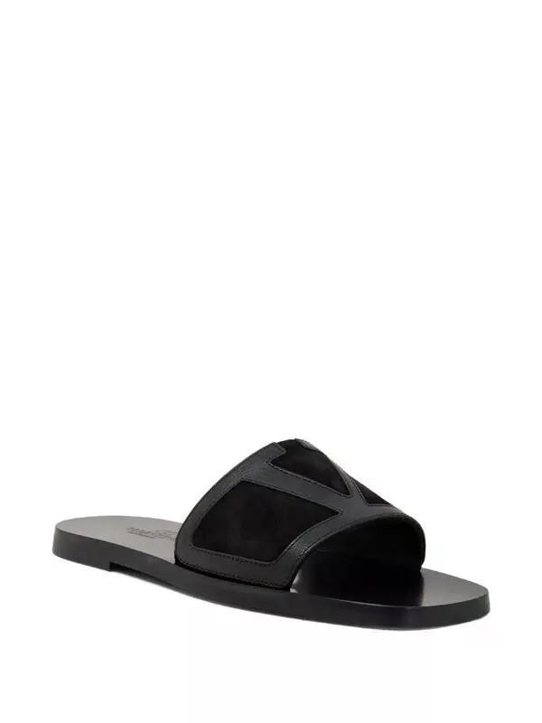 Valentino Garavani Viva Superstar Leather Flat Sandals - Black