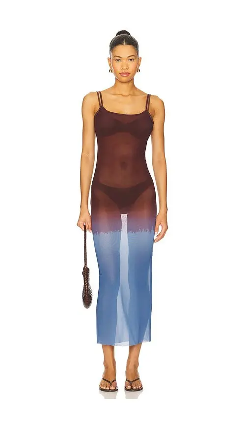 WeWoreWhat Mesh Scoop Maxi Slip - Maroon
