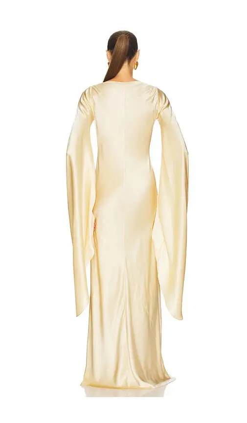 HELSA The Rosalind Dress In Silk Charmeuse - Yellow