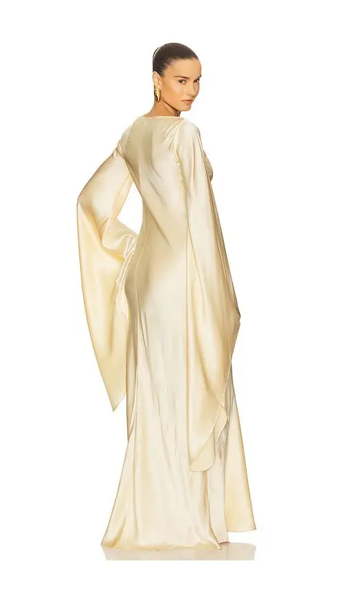 HELSA The Rosalind Dress In Silk Charmeuse - Yellow