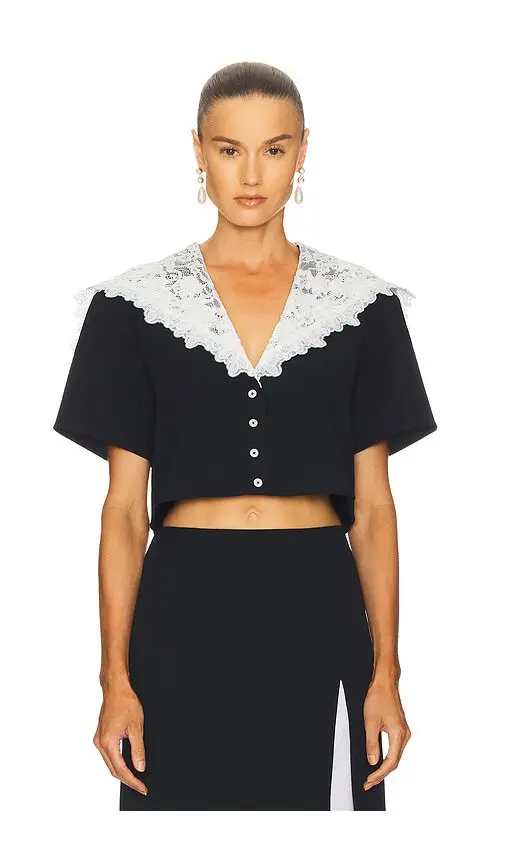HELSA The Sailor Shirt With Lace Collar - Black