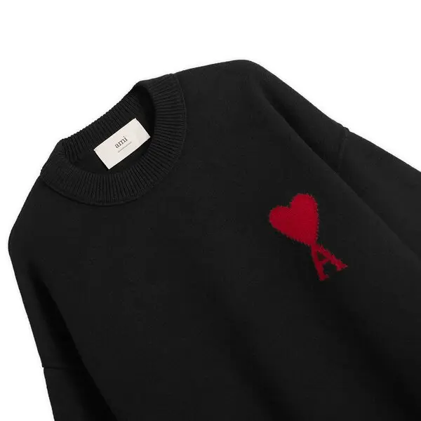 AMI Paris Felted Merino Wool Knit Crew Neck Jumper