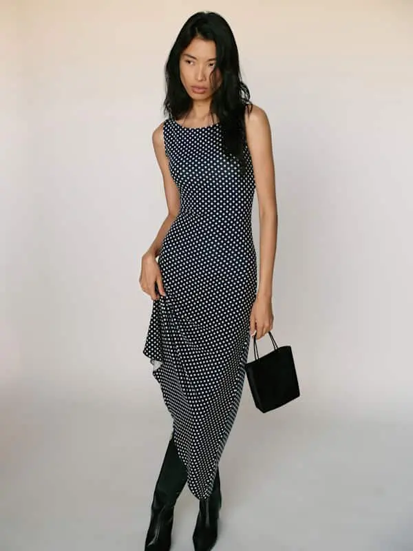 celine pink pattern knit mini dress Self-portrait White Contrast Trim Ruffled Pointelle Knit Mini Dress main image 1