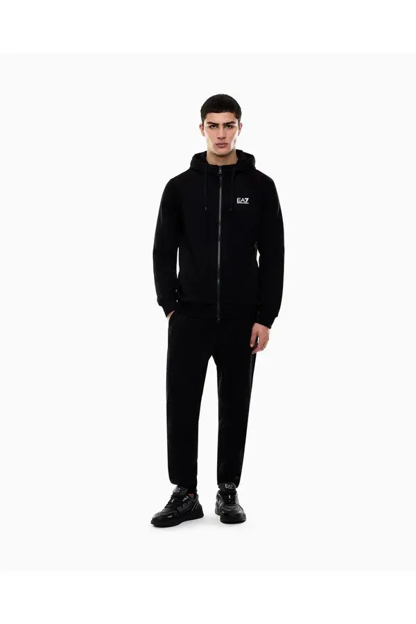 EA7 Core Identity Cotton-blend Hooded Tracksuit - Black