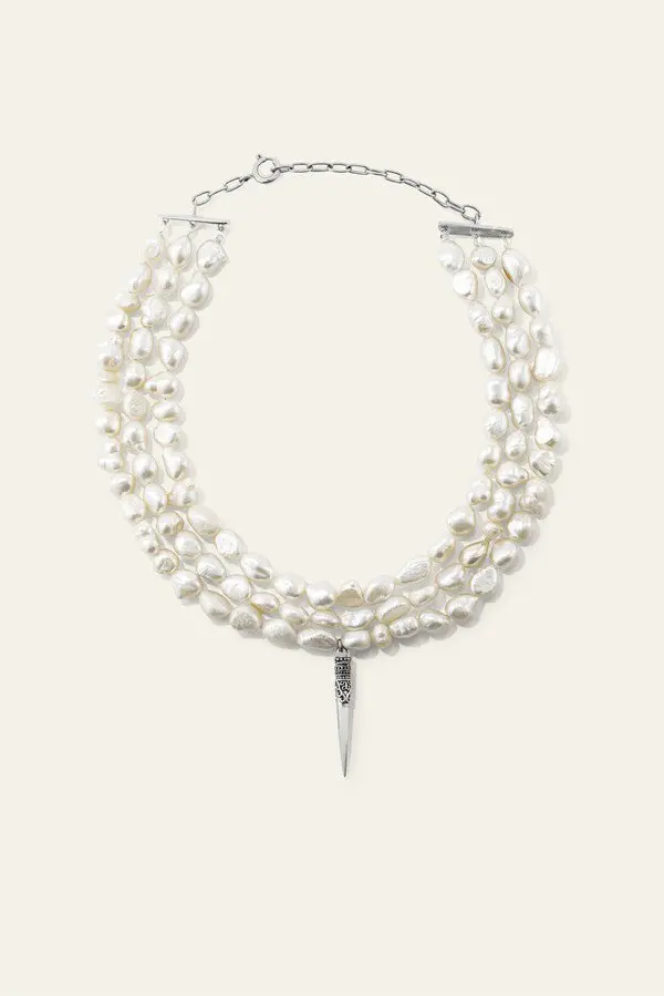 Ba&sh Blanca Pearl Necklace - Gray