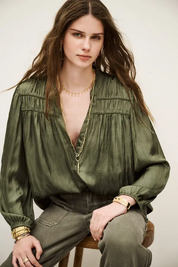 Ba&sh Cessia Long-sleeve Shirt - Green