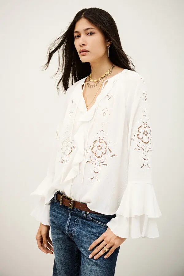 Ba&sh Omar Frilly Blouse - White