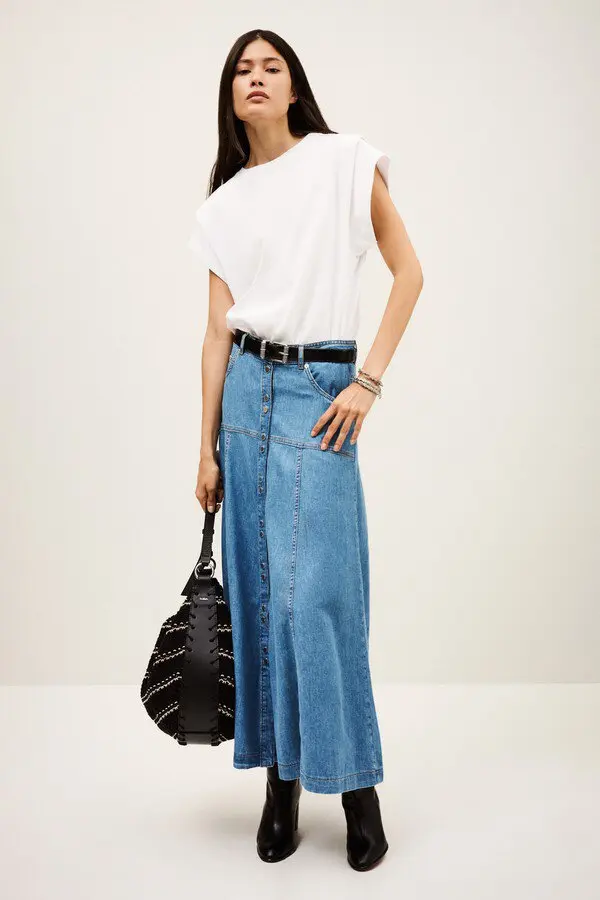 Ba&sh Laddie Flared Long Skirt - Blue