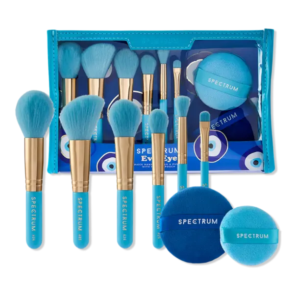 SPECTRUM Evil Eye 8 Piece Travel Makeup Brush And Velvet Puff Set - One-color
