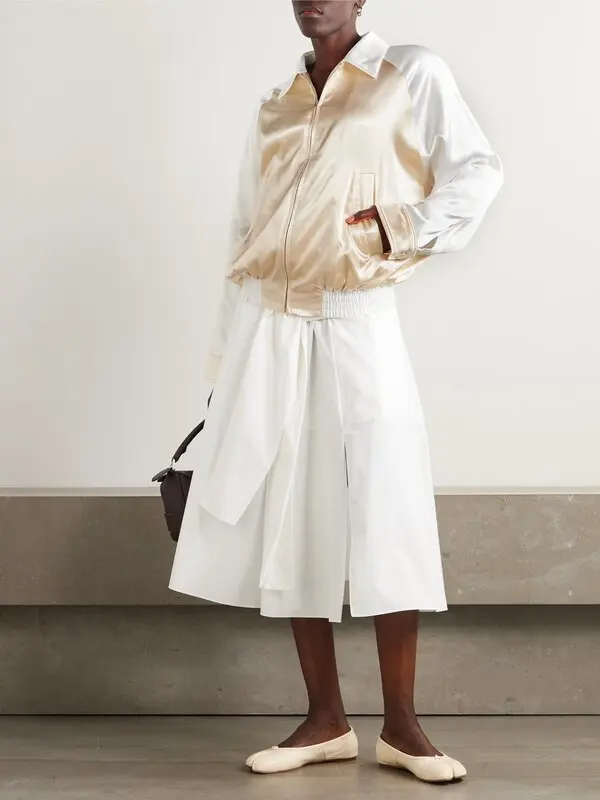 Marni Appliquéd Two-tone Satin Bomber Jacket - Neutrals