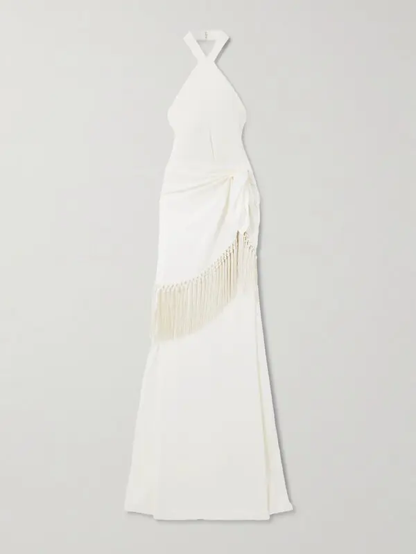 TALLER MARMO Meteora Tasseled Halterneck Gown - Neutrals