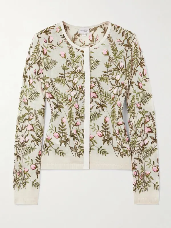 Giambattista Valli Embroidered Cashmere And Silk-blend Cardigan - Ivory
