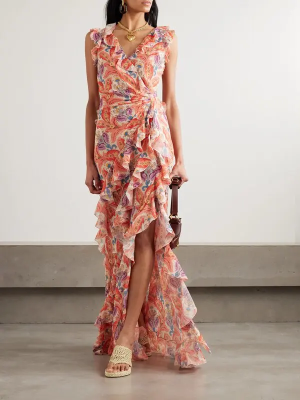 Etro Printed Crepe De Chine Maxi Dress