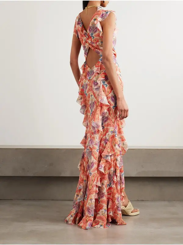 Etro Printed Crepe De Chine Maxi Dress