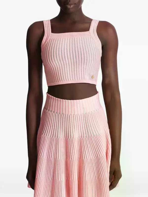 Balmain Ribbed Square-neck Top