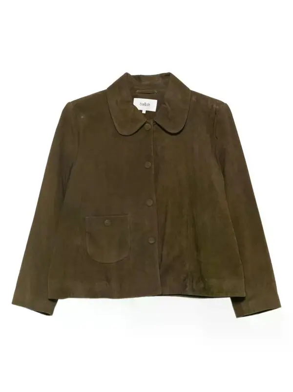 Ba&sh Classic-collar Leather Jacket - Green
