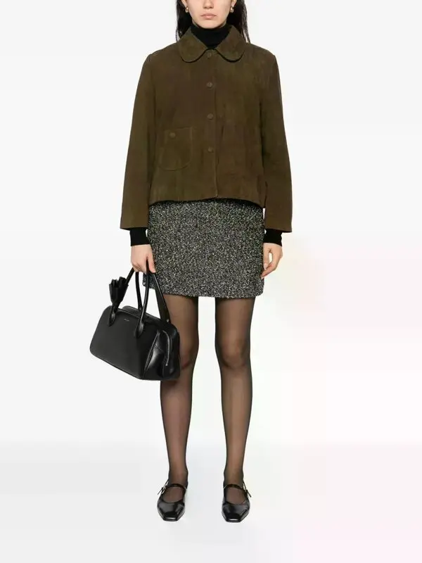 Ba&sh Classic-collar Leather Jacket - Green